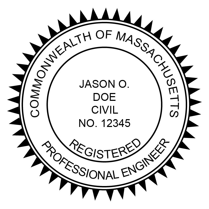 Massachusetts Professional Engineer Rubber Stamp | Rubber Stamp Warehouse