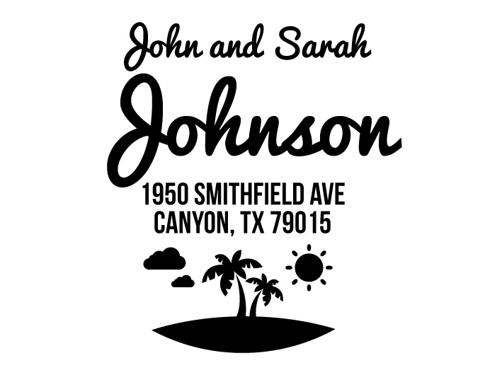 Sun and Surf Return Address Stamp | Rubber Stamp Warehouse
